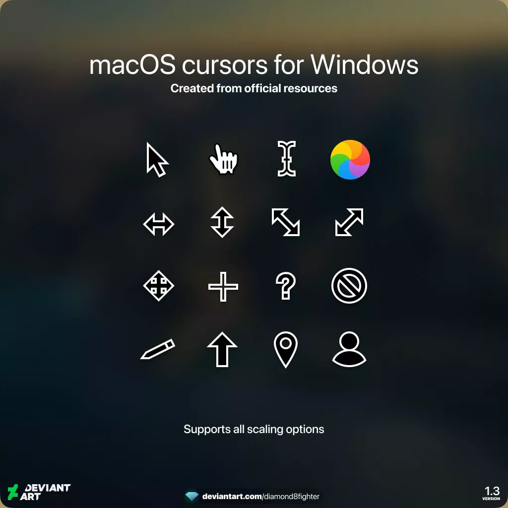 Cursors Mac OS by Diamond8Fighter, black version on Windows download on VSThemes.org