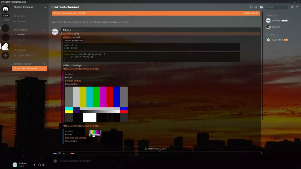 Theme Sunset City for Discord download on VSThemes.org
