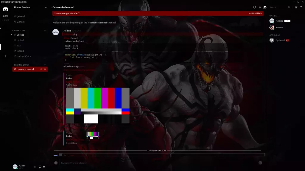 Theme VenoM for Discord download on VSThemes.org