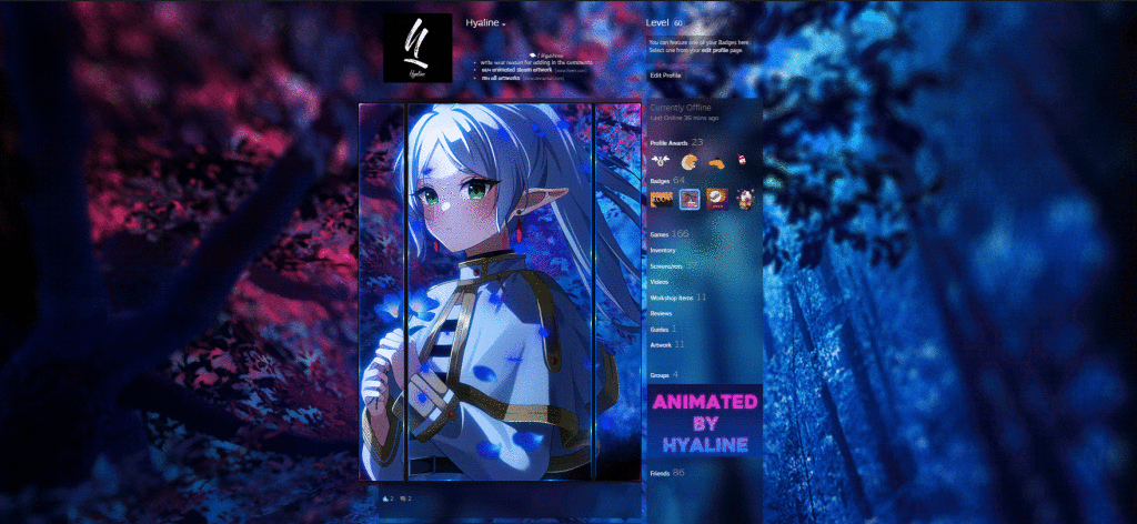 Steam Artwork Frieren neon forest download on VSThemes.org