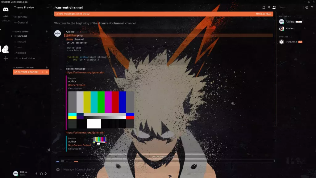 Theme My Hero Academy Bakugou for Discord download on VSThemes.org