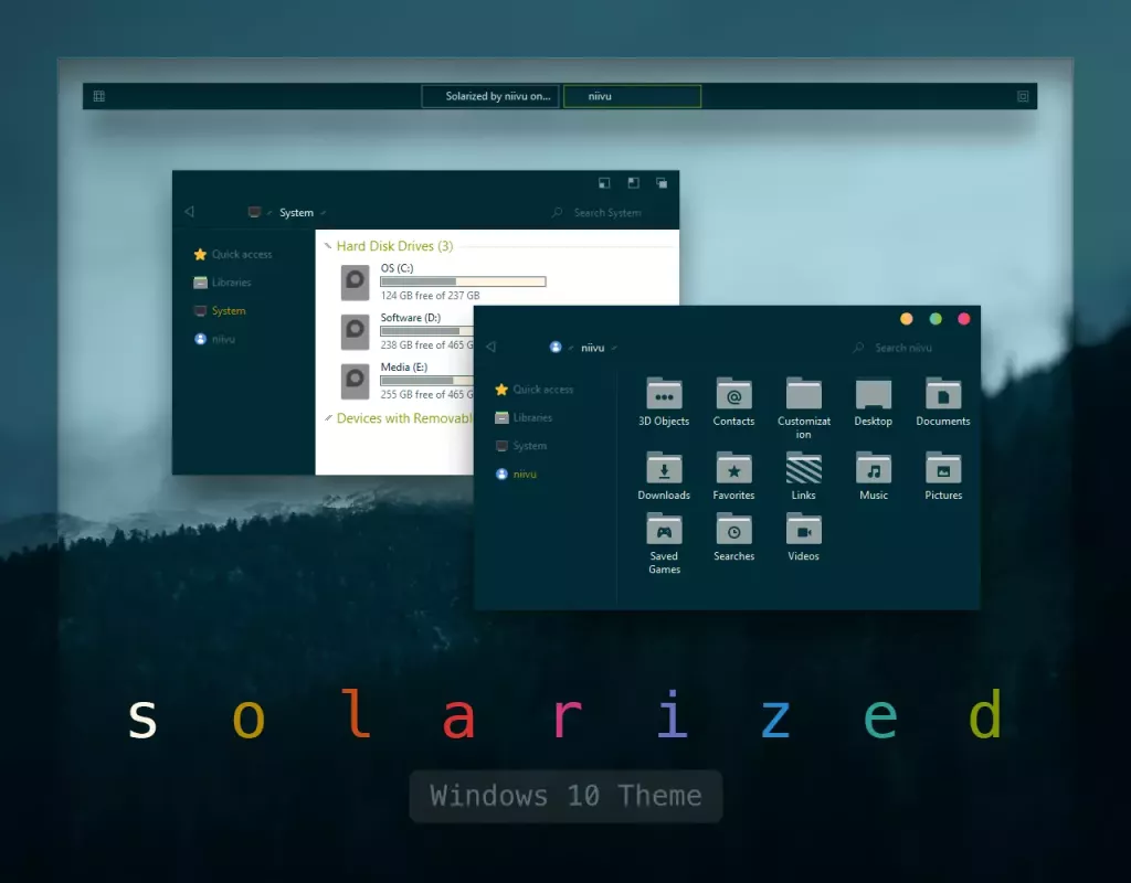 Theme Solarization for Windows 10 download on VSThemes.org