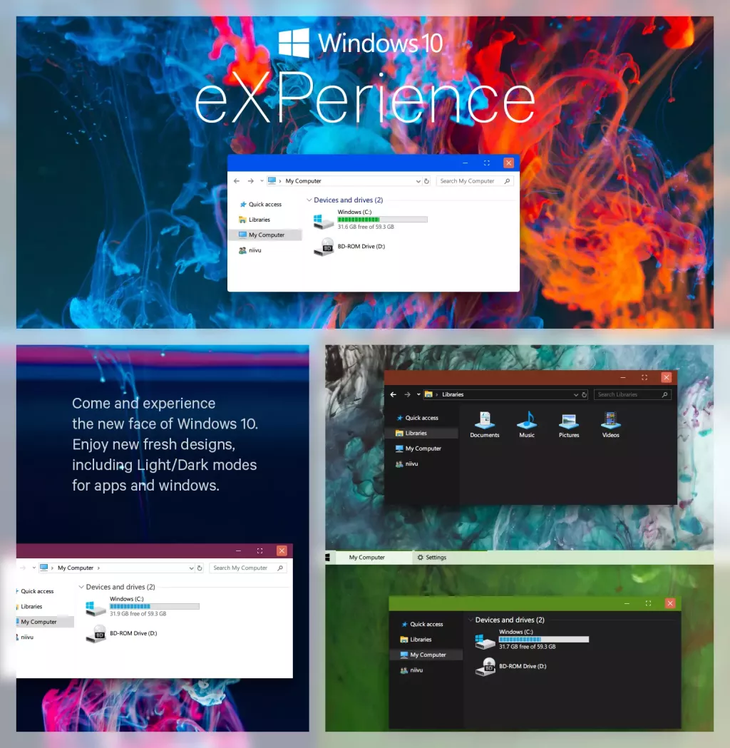 Theme Experience for Windows 10 download on VSThemes.org