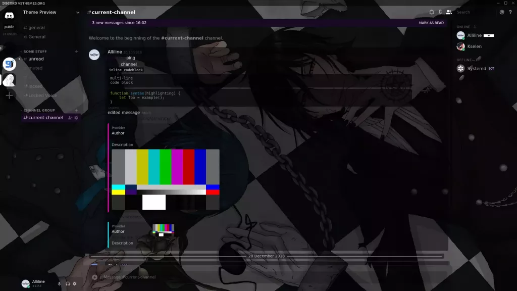 Theme the dark butler for Discord download on VSThemes.org
