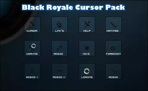 Cursors Black Royale, glossy on Windows download on VSThemes.org