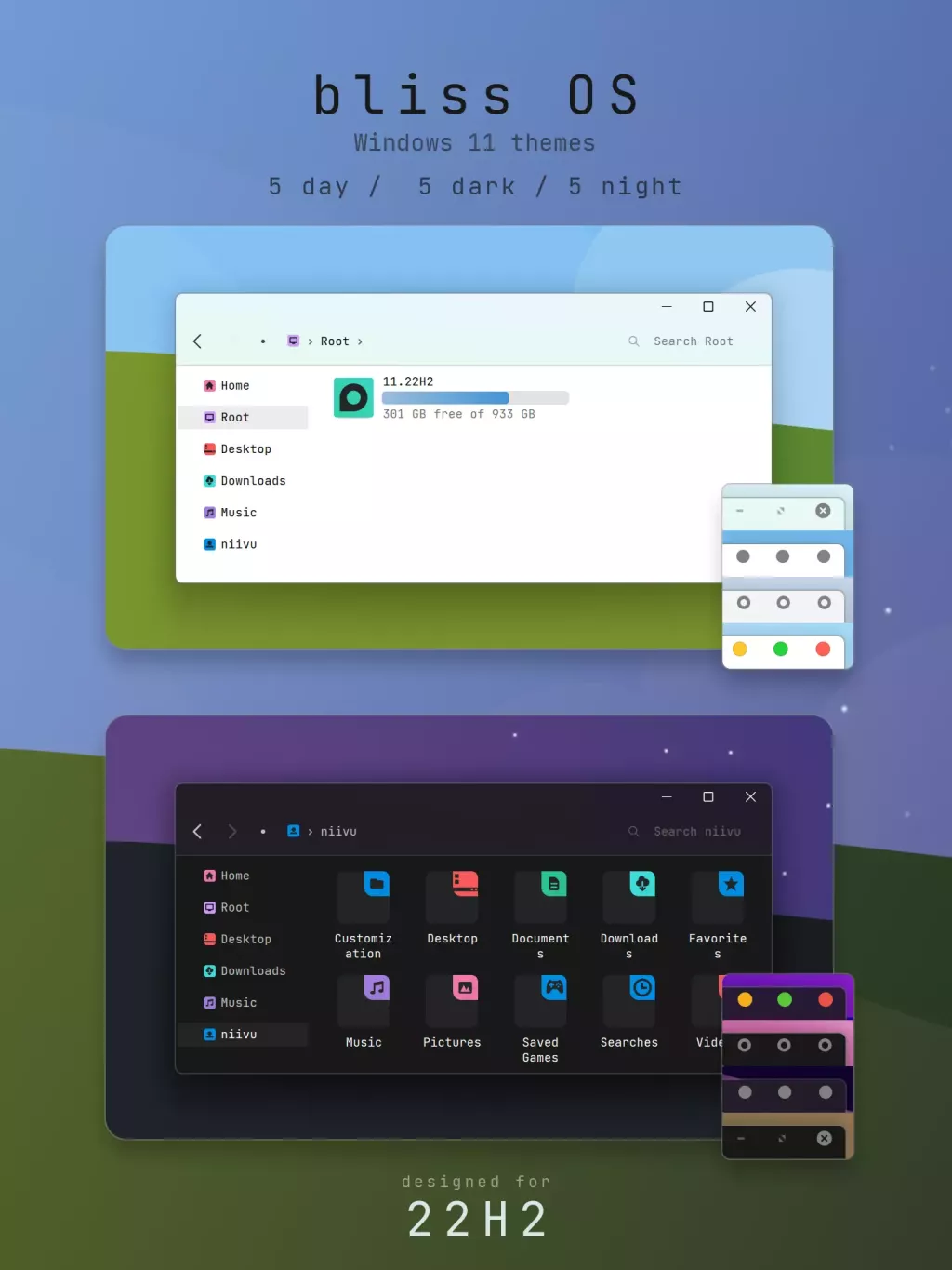 Theme Bliss OS for Windows 11 download on VSThemes.org