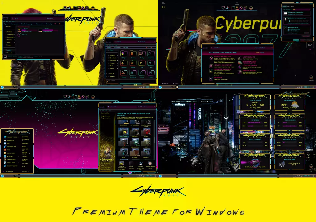 Theme Cyberpunk 2077 for Windows 11 download on VSThemes.org