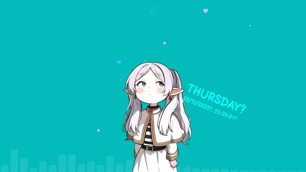 Live wallpaper Minimalist Frieren with clock download on VSThemes.org