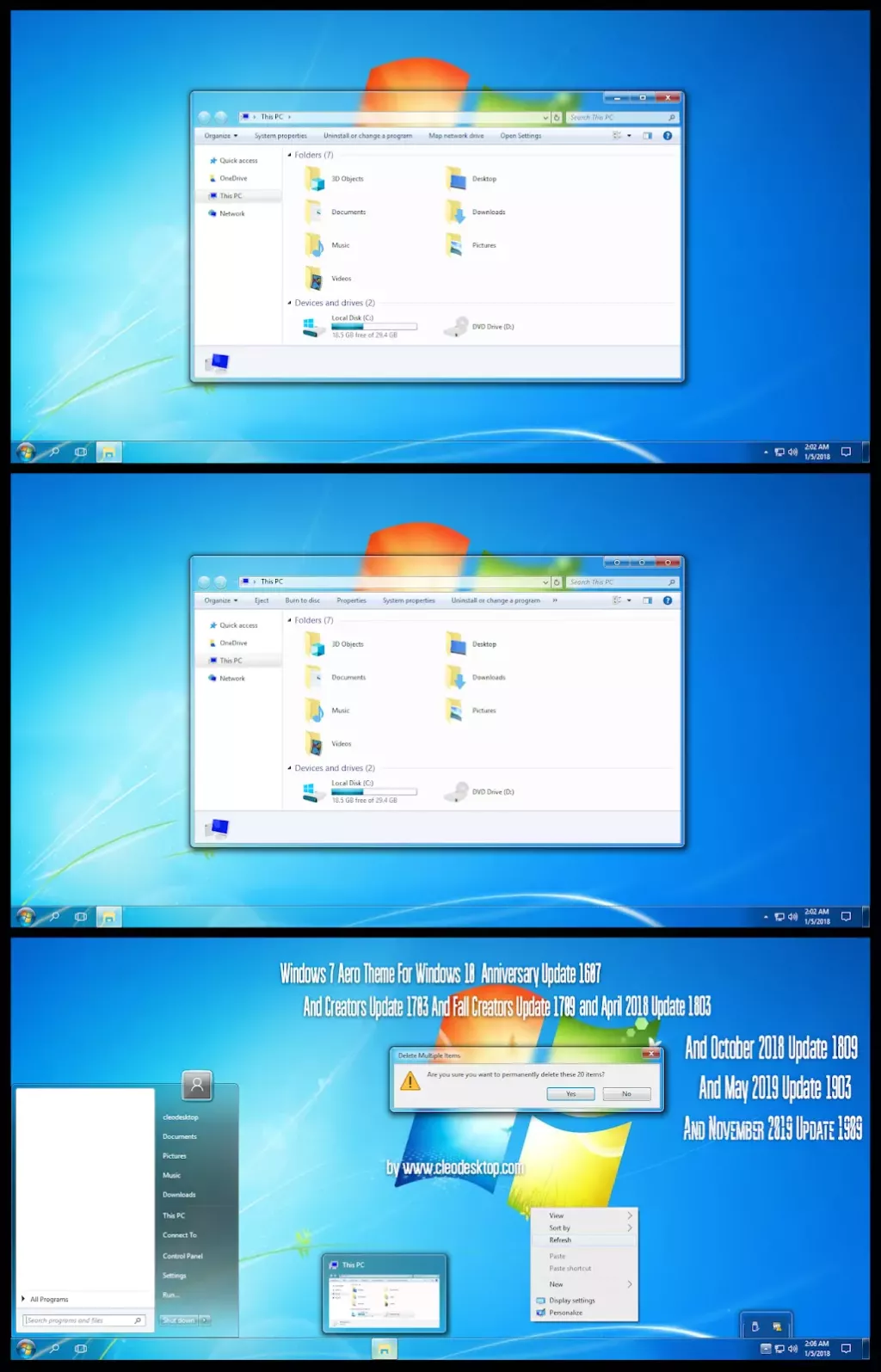Theme Windows 7 Aero for Windows 10 download on VSThemes.org