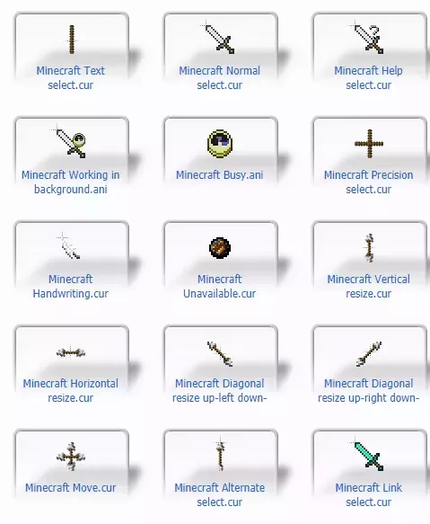 Cursors Maincraft Items on Windows download on VSThemes.org