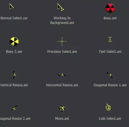 Cursors Radioactive, yellow on Windows download on VSThemes.org