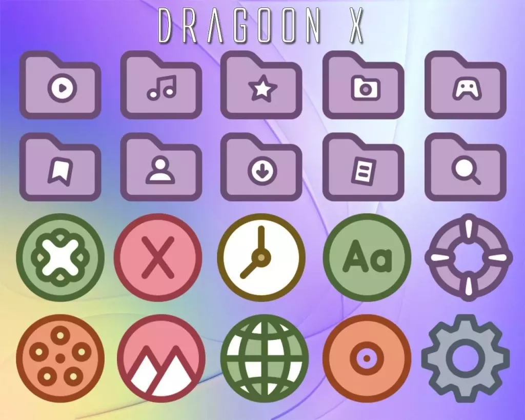 Icons Dragoon X, purple folders iPack download on VSThemes.org