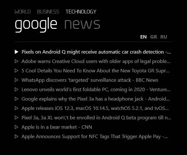 Skin Google News Rss 1.1 for Rainmeter download on VSThemes.org