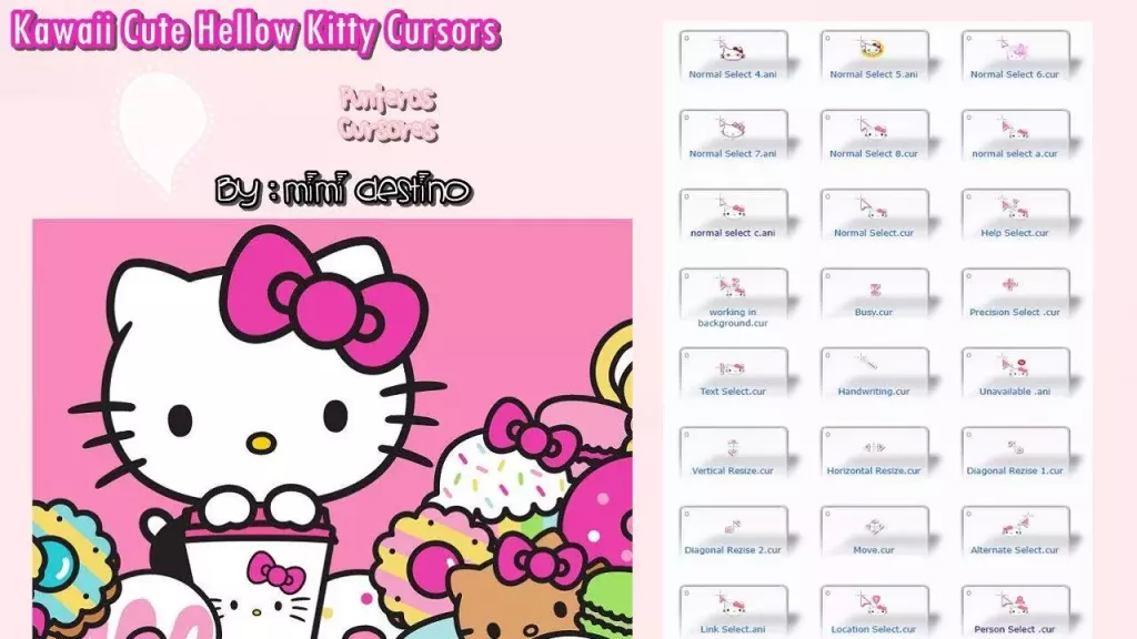 Cursors Pixel Hello Kitty on Windows download on VSThemes.org