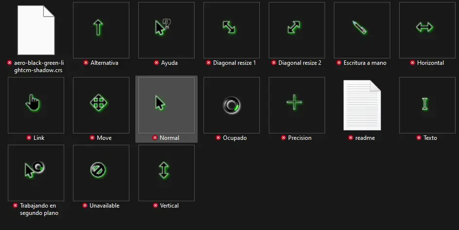 Cursors Green Neon (shimmering) on Windows download on VSThemes.org