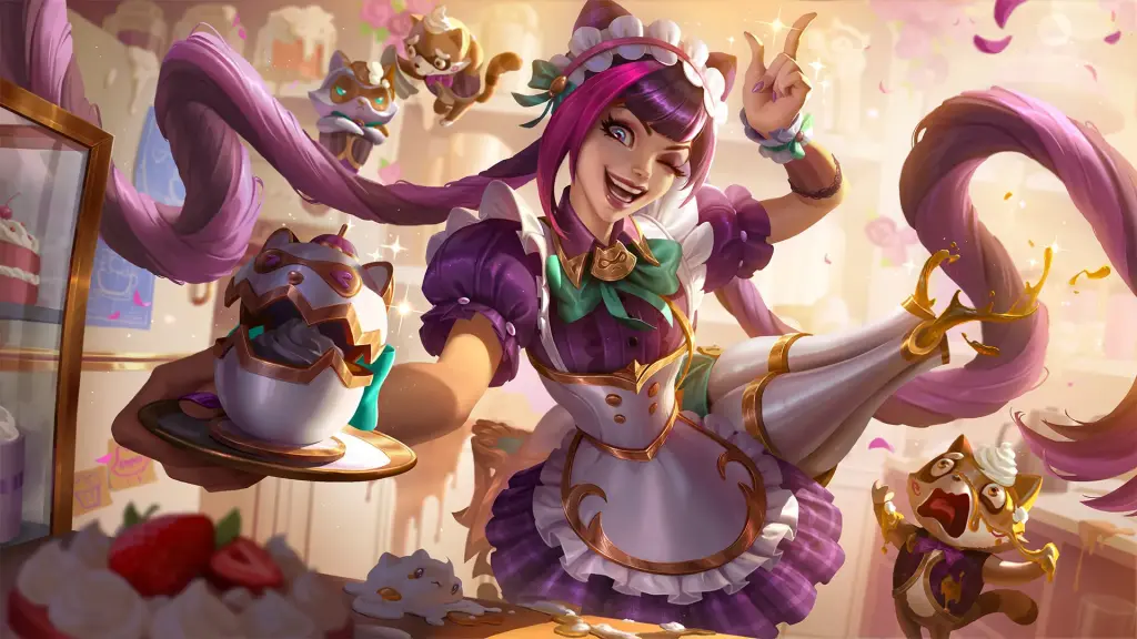 Live wallpaper Jinx with cake (League of Legends) download on VSThemes.org