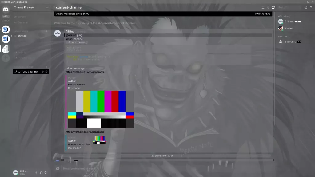 Theme Death Note for Discord download on VSThemes.org