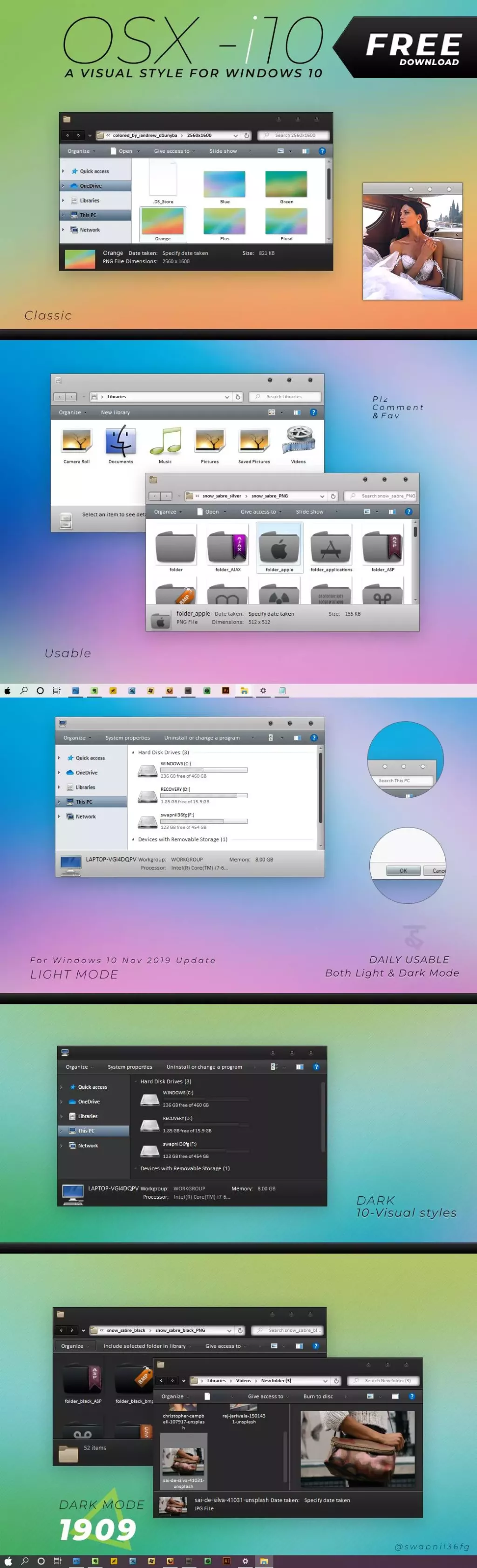 Theme Mac OS X i10 for Windows 10 download on VSThemes.org