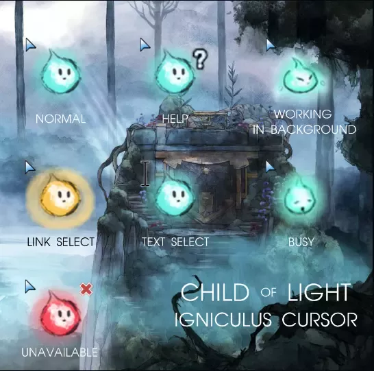 Курсоры Igniculus - анимированные указатели из игры Child of Light для ...