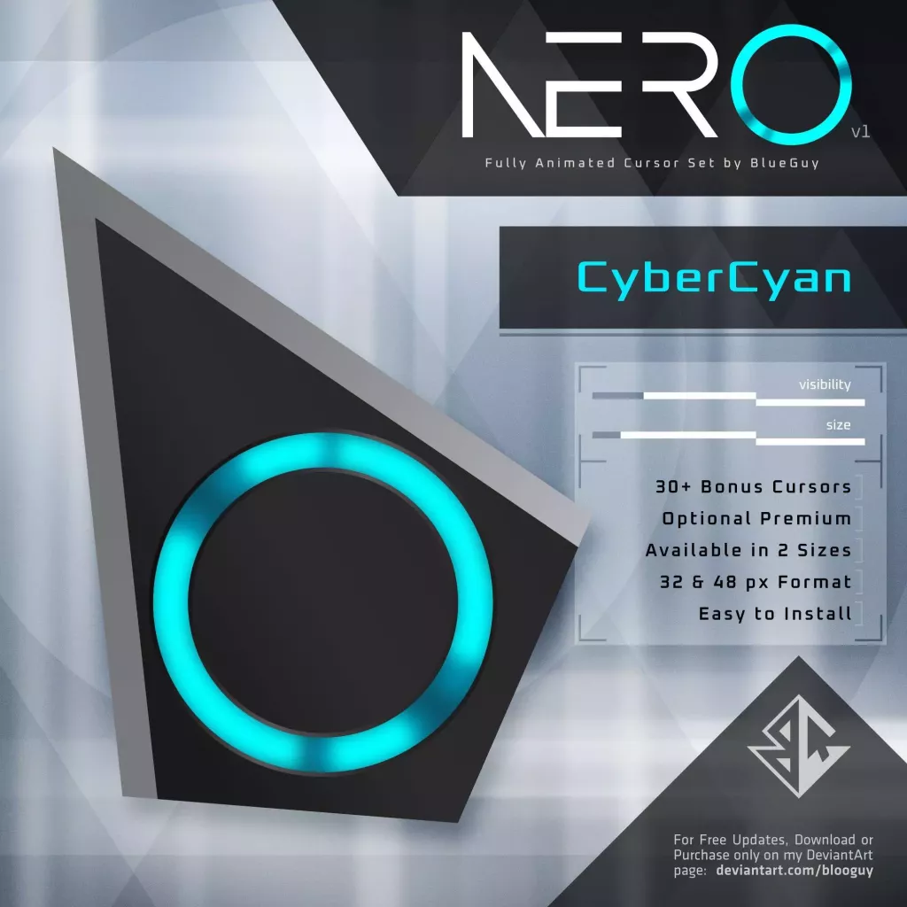 Cursors Nero CyberCyan on Windows download on VSThemes.org