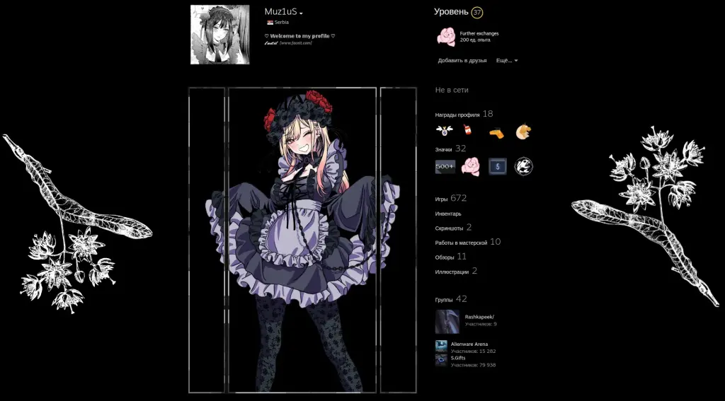 Арт Марин Китагава (Funeral Flowers) для профиля Steam скачать на VSThemes.org