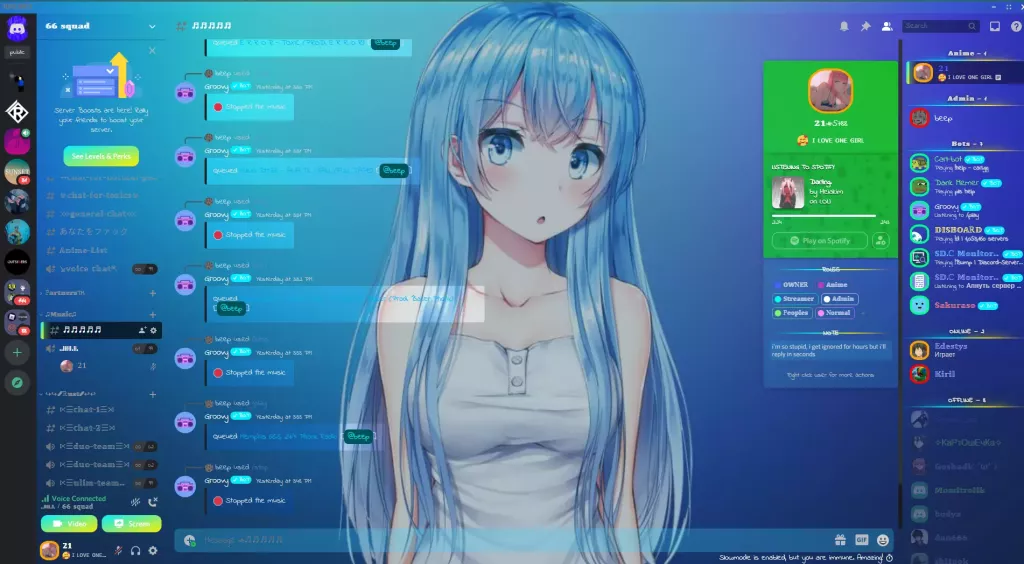 Theme Anime blue tyan for Discord download on VSThemes.org