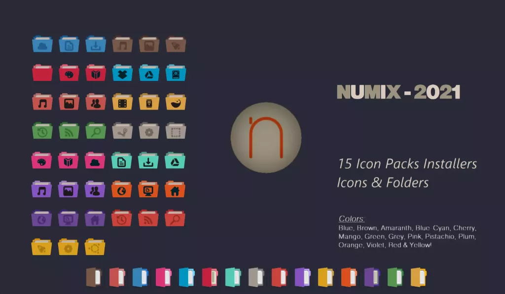 Icons Numix 2021, 15 colors for 7tsp download on VSThemes.org