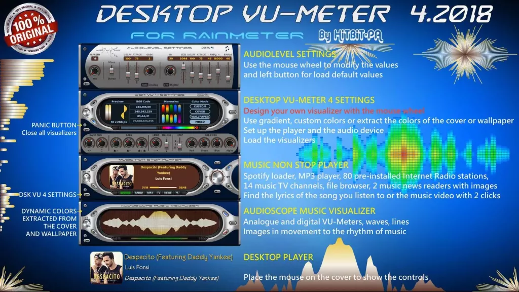 Skin Desktop VU Meter 4.2018 for Rainmeter download on VSThemes.org