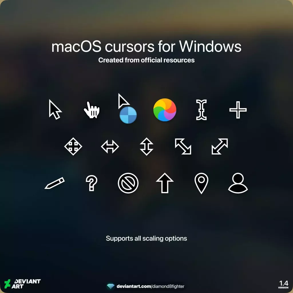 Cursors Mac OS v1.4 by diamond8fighter on Windows download on VSThemes.org