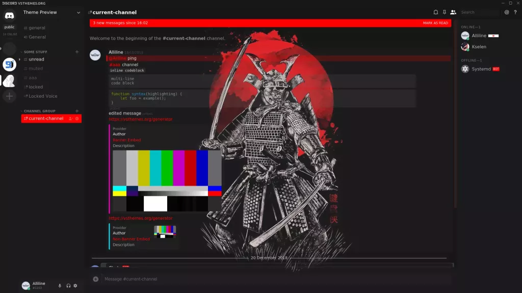 Тема Samurai Castom для Discord скачать на VSThemes.org