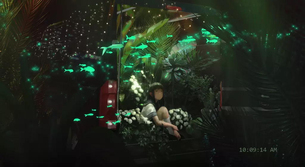 Живые обои Sporadic light in a truck with plants from a girl скачать на ...