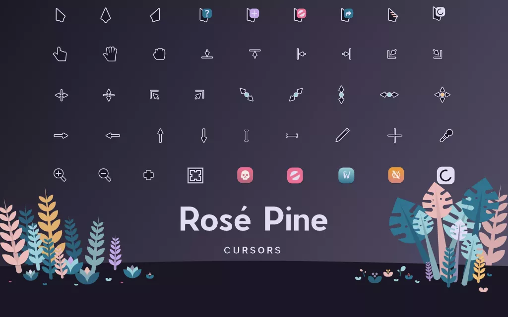 Cursors Rose Pine on Windows download on VSThemes.org