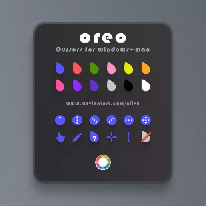 Cursors Oreo 12 colors on Windows download on VSThemes.org
