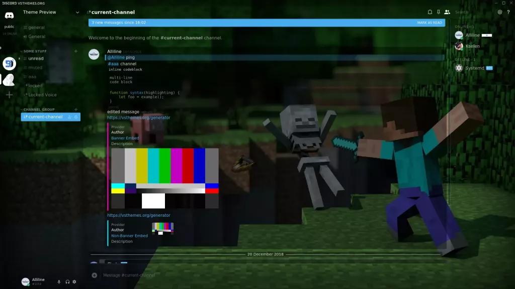 Theme minecraft steve for Discord download on VSThemes.org