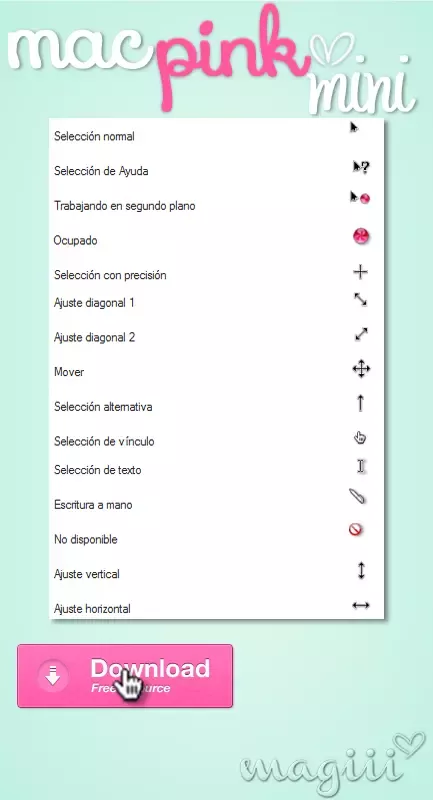 Cursors Mac OS, pink version on Windows download on VSThemes.org