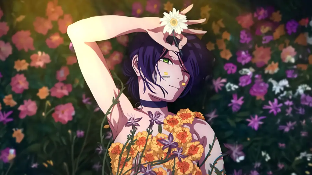 Live wallpaper Reze with flowers (Chainsaw Man) download on VSThemes.org