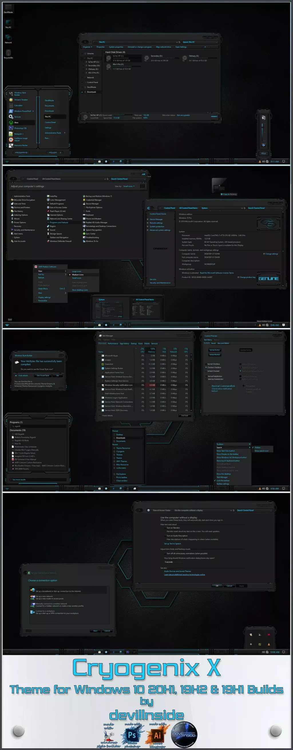 Theme Cryogenics X for Windows 10 download on VSThemes.org