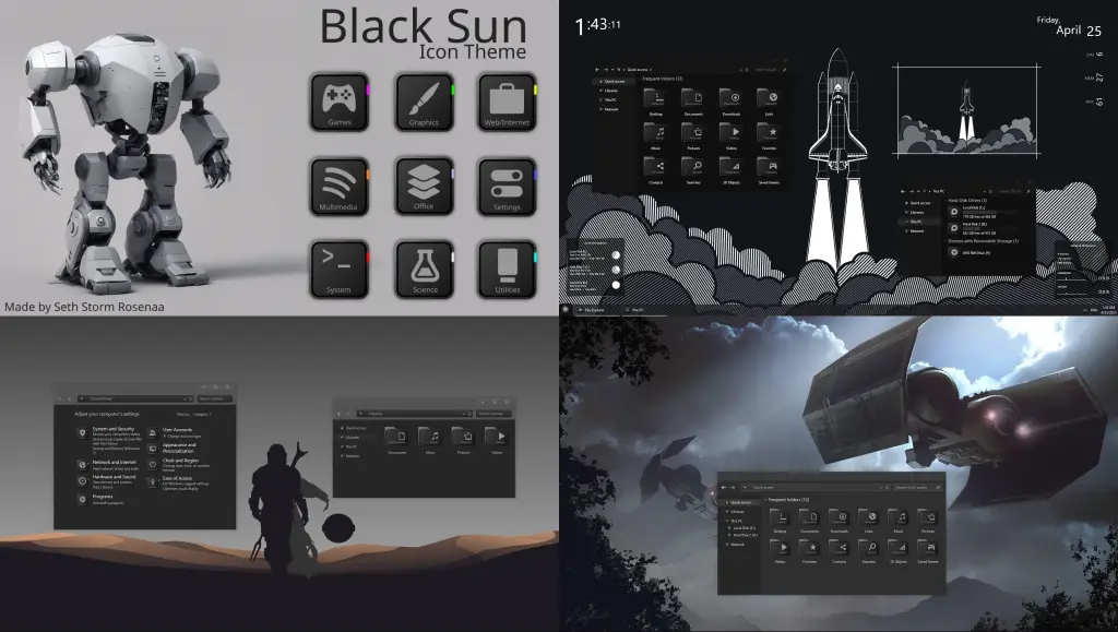 Icons Black-Sun for 7tsp download on VSThemes.org