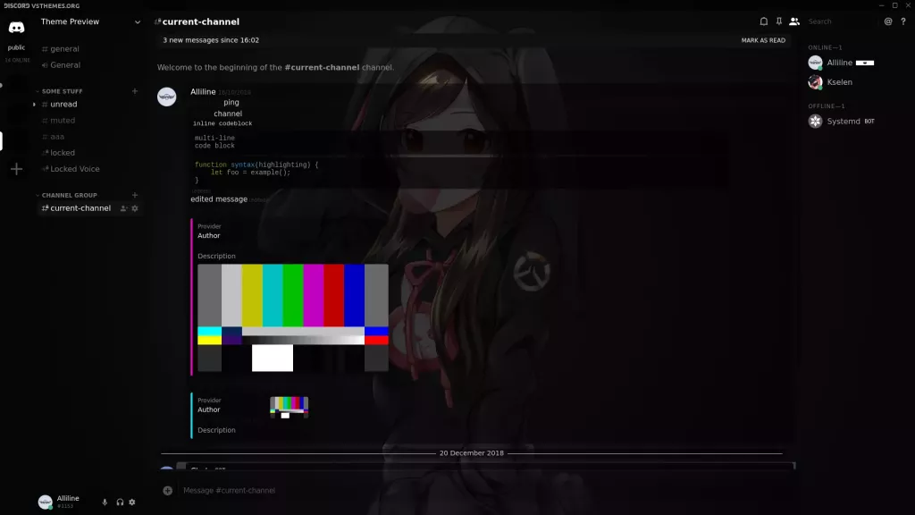 Theme Dva Black - Overwatch v2 for Discord download on VSThemes.org