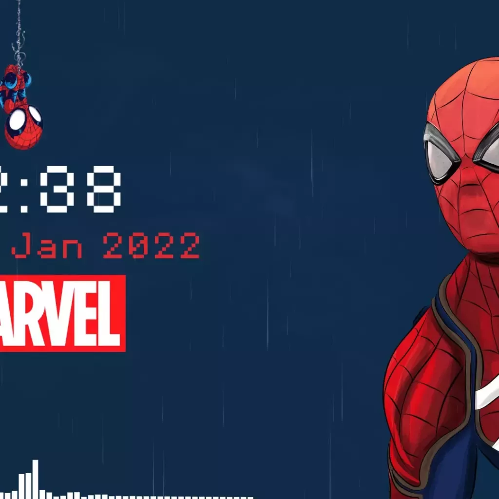Live wallpaper Spiderman Clock Marvel download on VSThemes.org