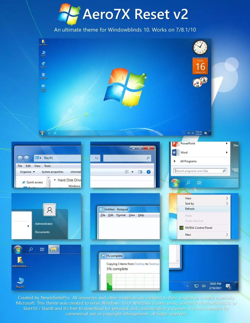 Theme Windows 7 Style for WindowBlinds download on VSThemes.org