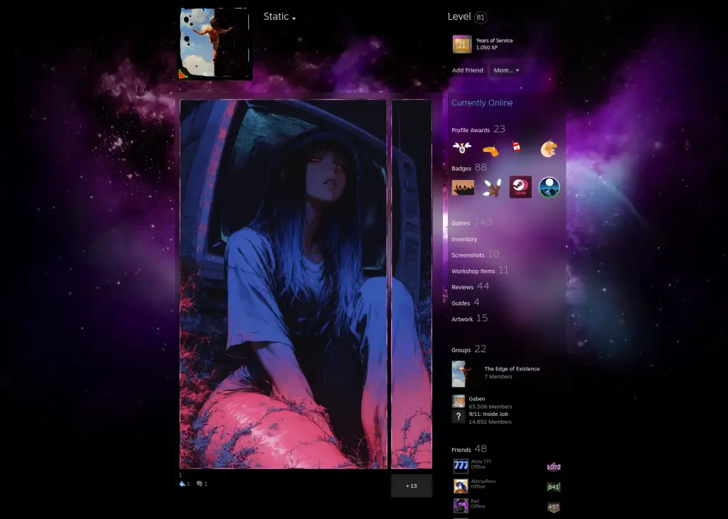 Steam Artwork Girl with TV (Dark Setting) download on VSThemes.org