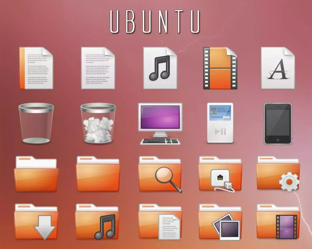 Icons Ubuntu, orange folders for 7tsp download on VSThemes.org
