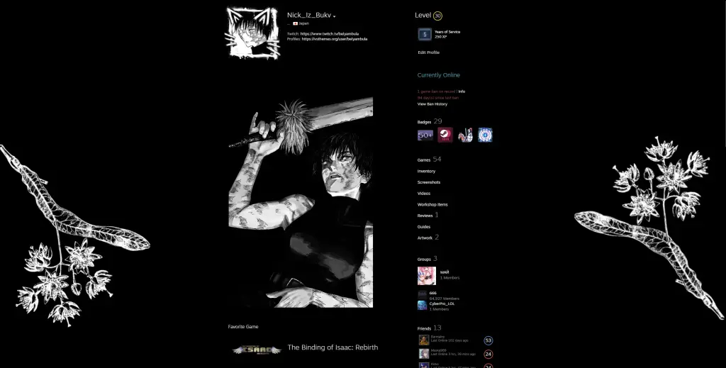 Maki Zenin (static, b/w) Featured Showcase Steam download on VSThemes.org