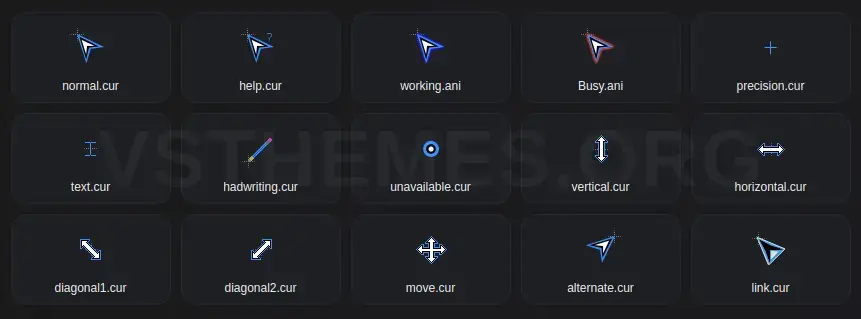 Cursors Blazin Blue on Windows download on VSThemes.org