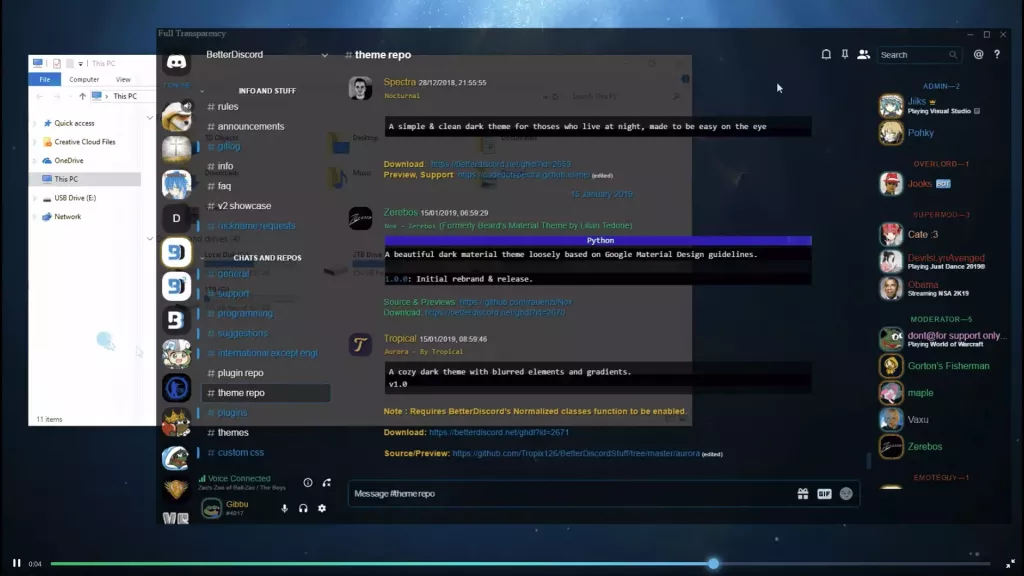 Theme Full Transparency for Discord download on VSThemes.org