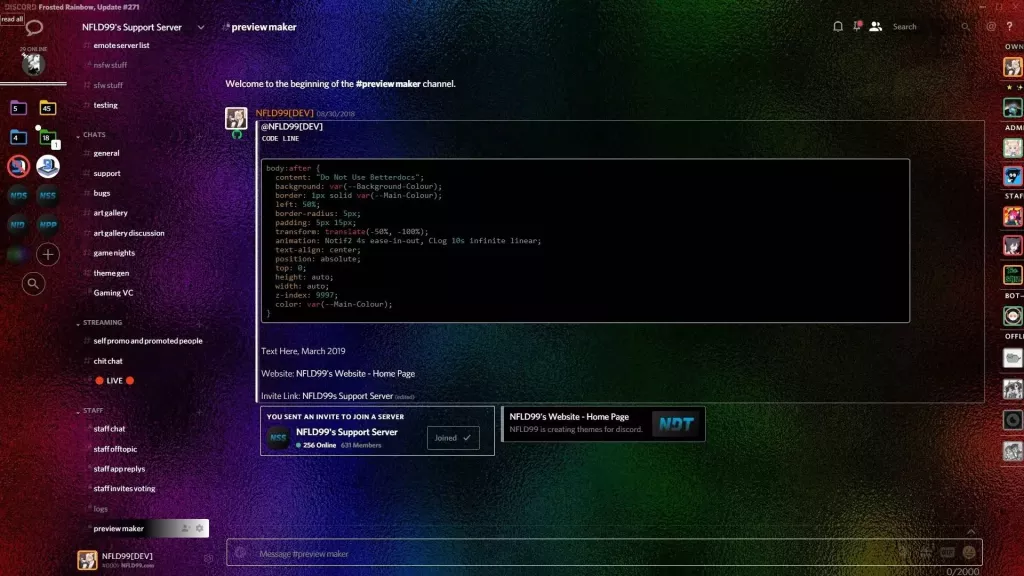 Theme Frosted Rainbow for Discord download on VSThemes.org