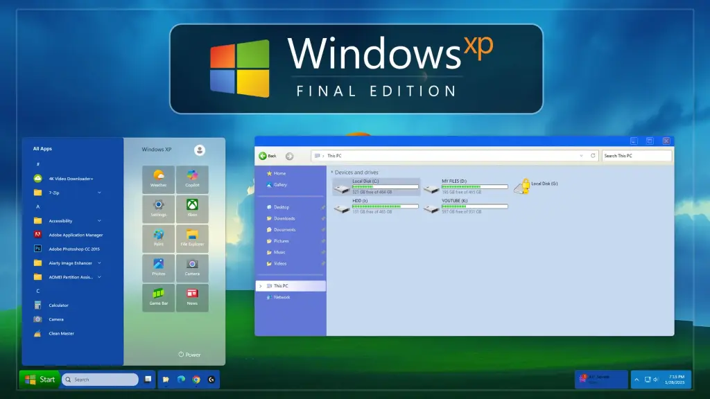 Тема Windows XP 2025 для Windows 11 скачать на VSThemes.org