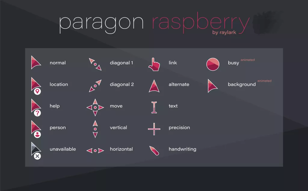 Cursors Paragon Raspberry by Raylark on Windows download on VSThemes.org