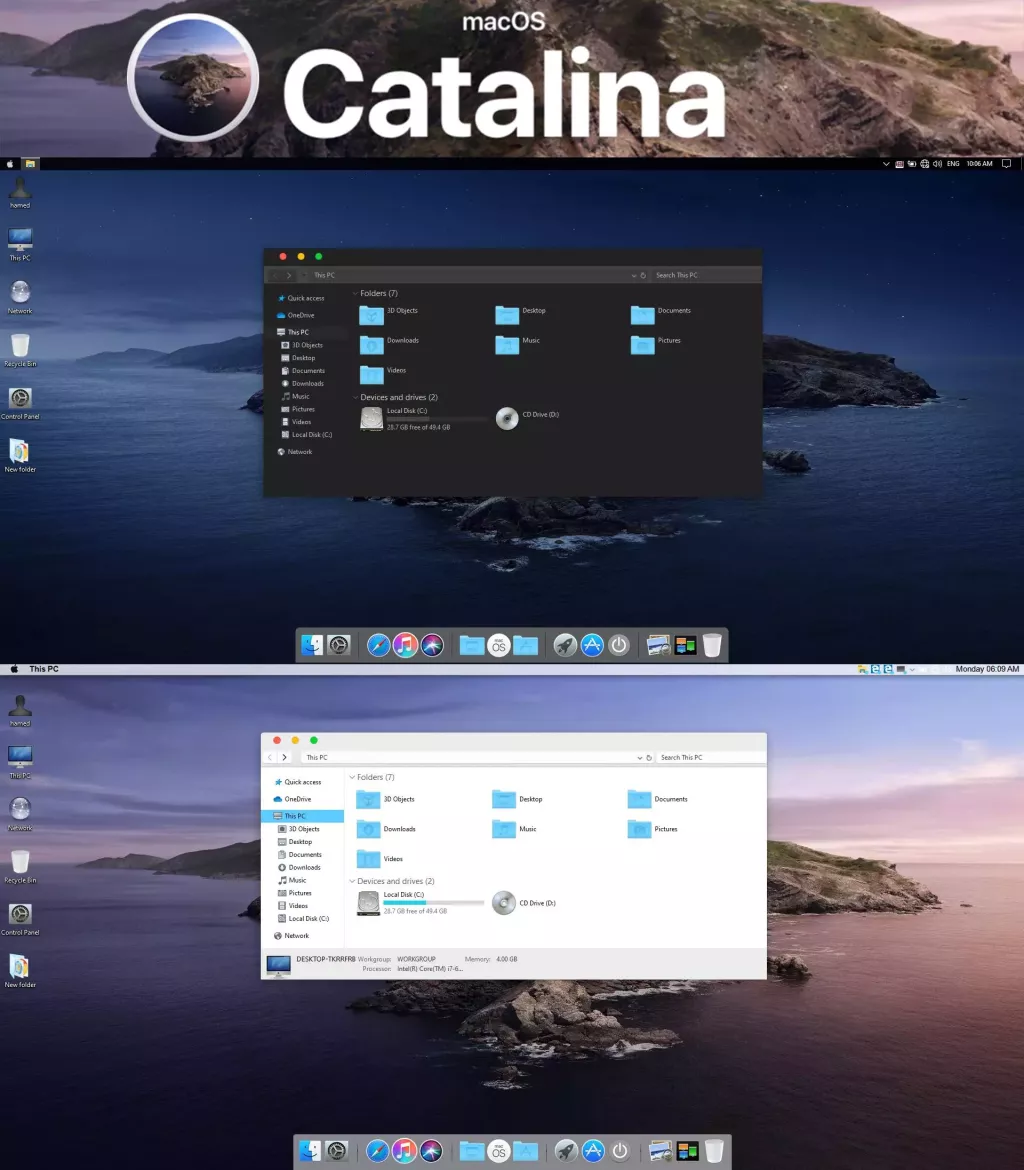Theme Mac OS Catalina for Windows 10 download on VSThemes.org